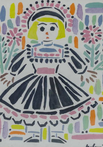Helmi Juvonen ''flower Girl'' Tempera