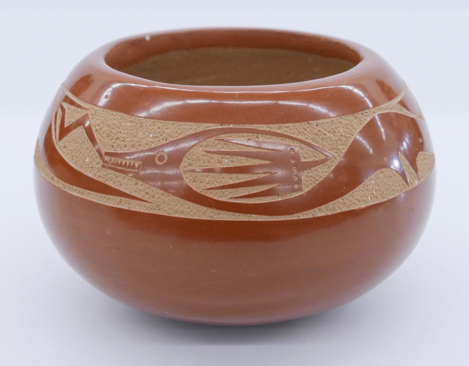 Tony Da San Ildefonso Redware Avanyu Bowl