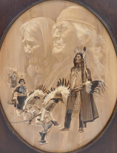Robert Totten ''flagstaff Pow Wow'' Oil