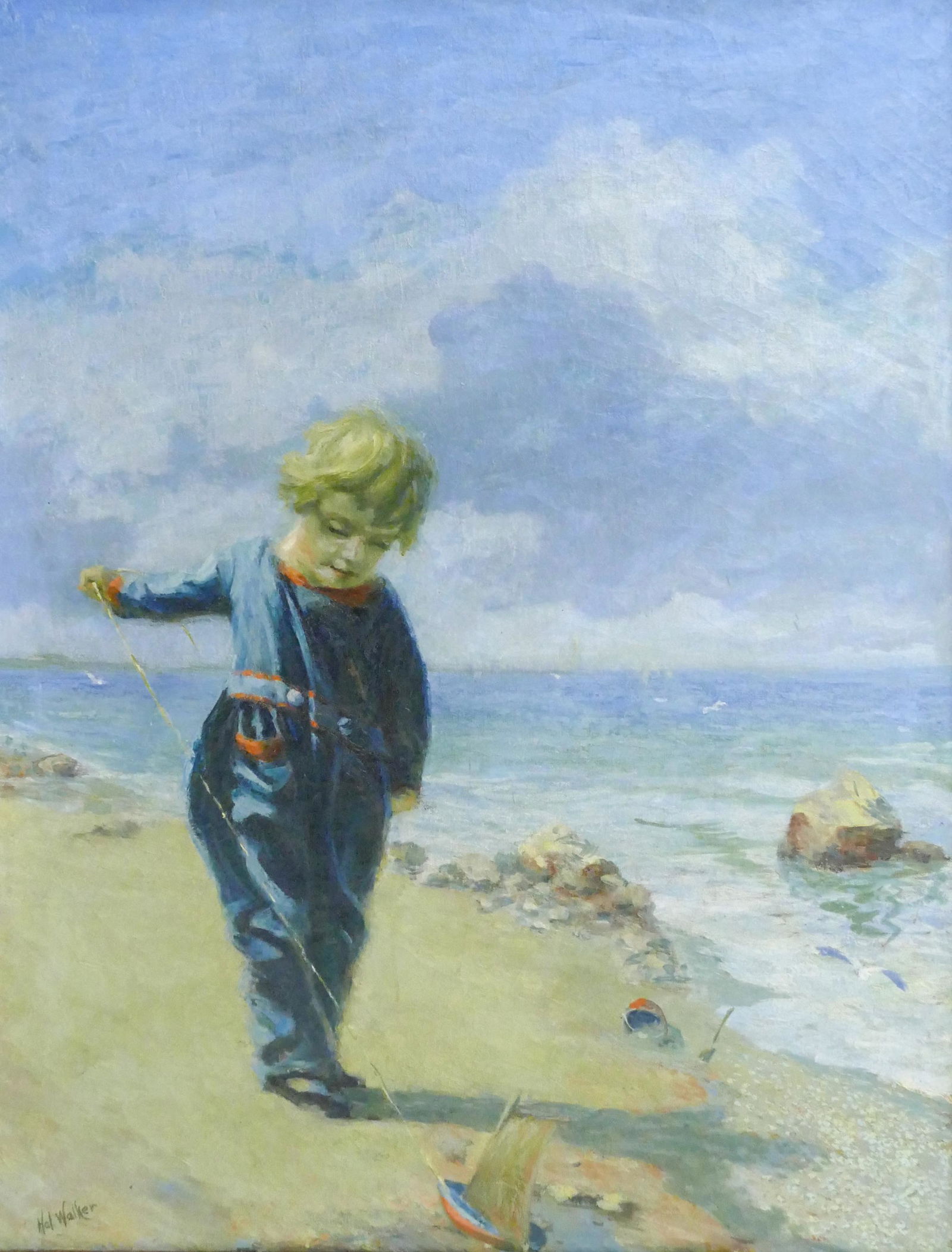 Harold Walker ''beach Time'' (sailing) Oil Auction