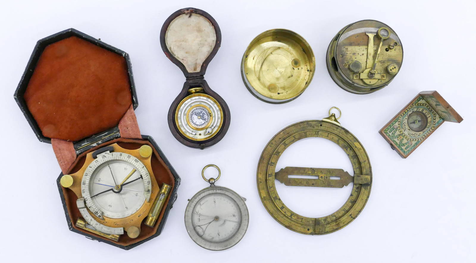 6pc Antique Nautical Instruments And Compass Auction