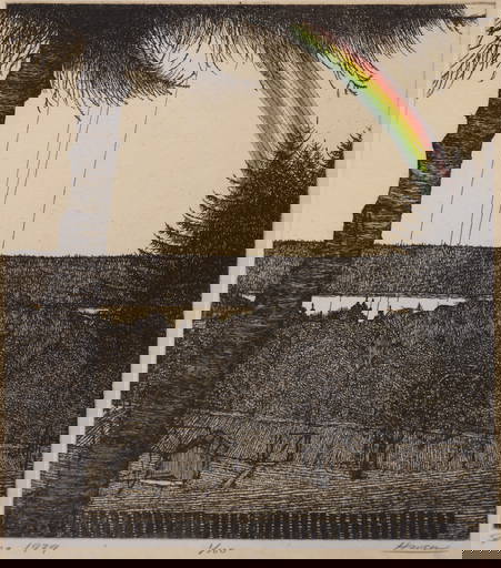 Art Hansen ''spring'' 1979 Etching With Watercolor