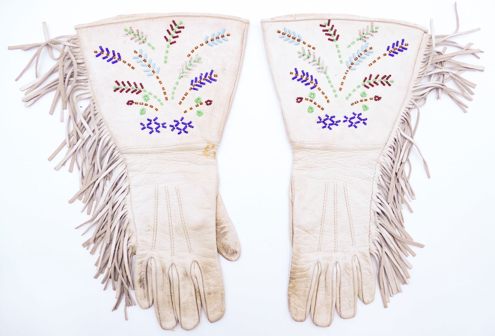 Vintage Western Beaded Leather Ladies Gauntlet Gloves Auction
