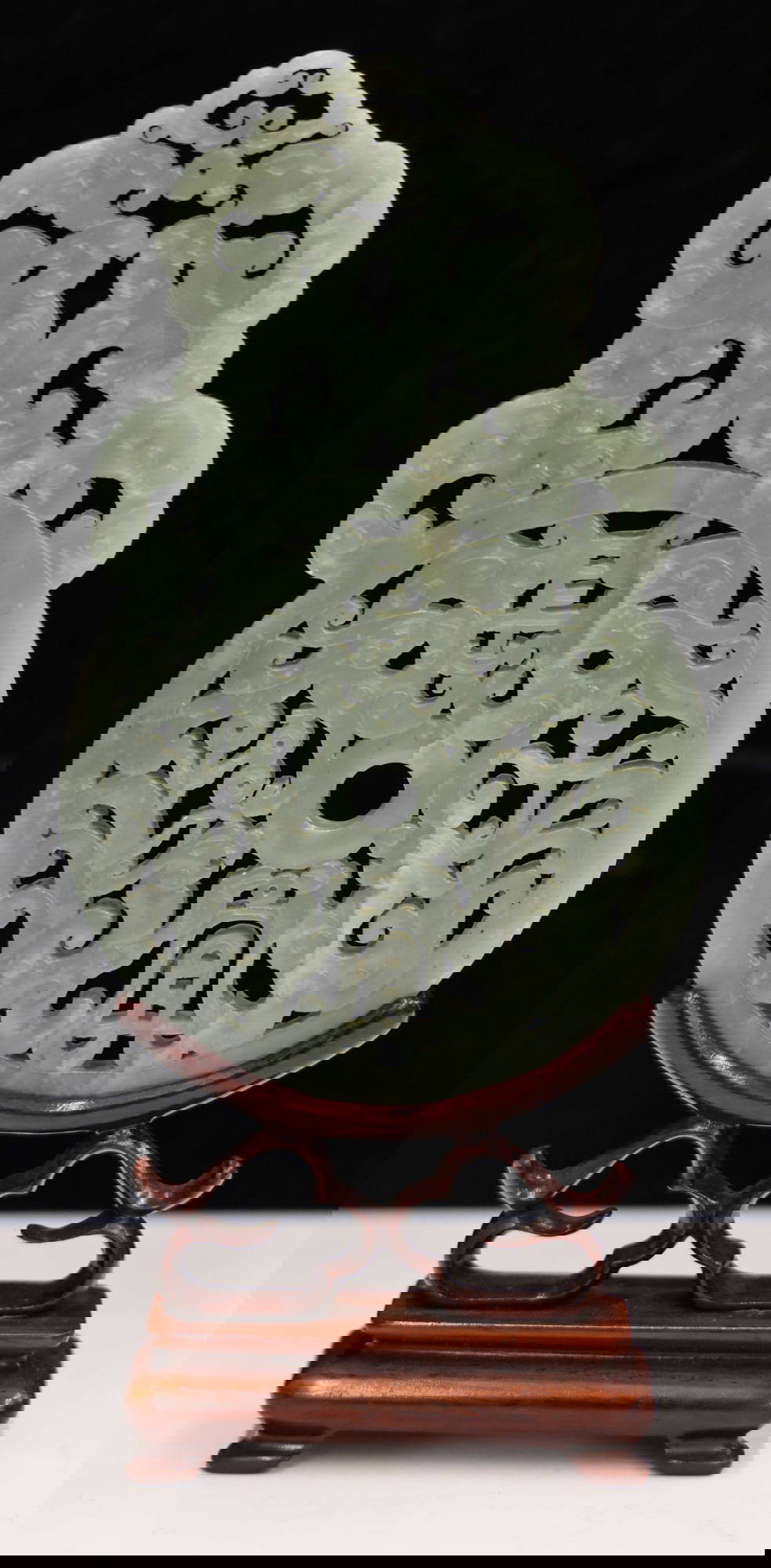 Chinese Jade Chilong And Bi Disc Plaque On Stand Auction