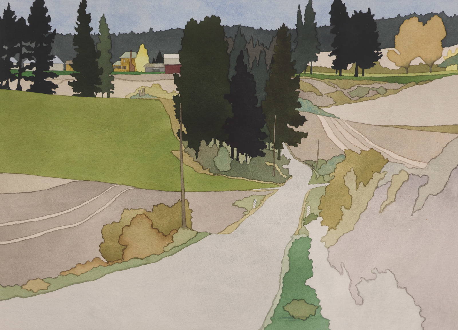Harold Balazs ''patches'' (landscape) 1982 Watercolor Auction