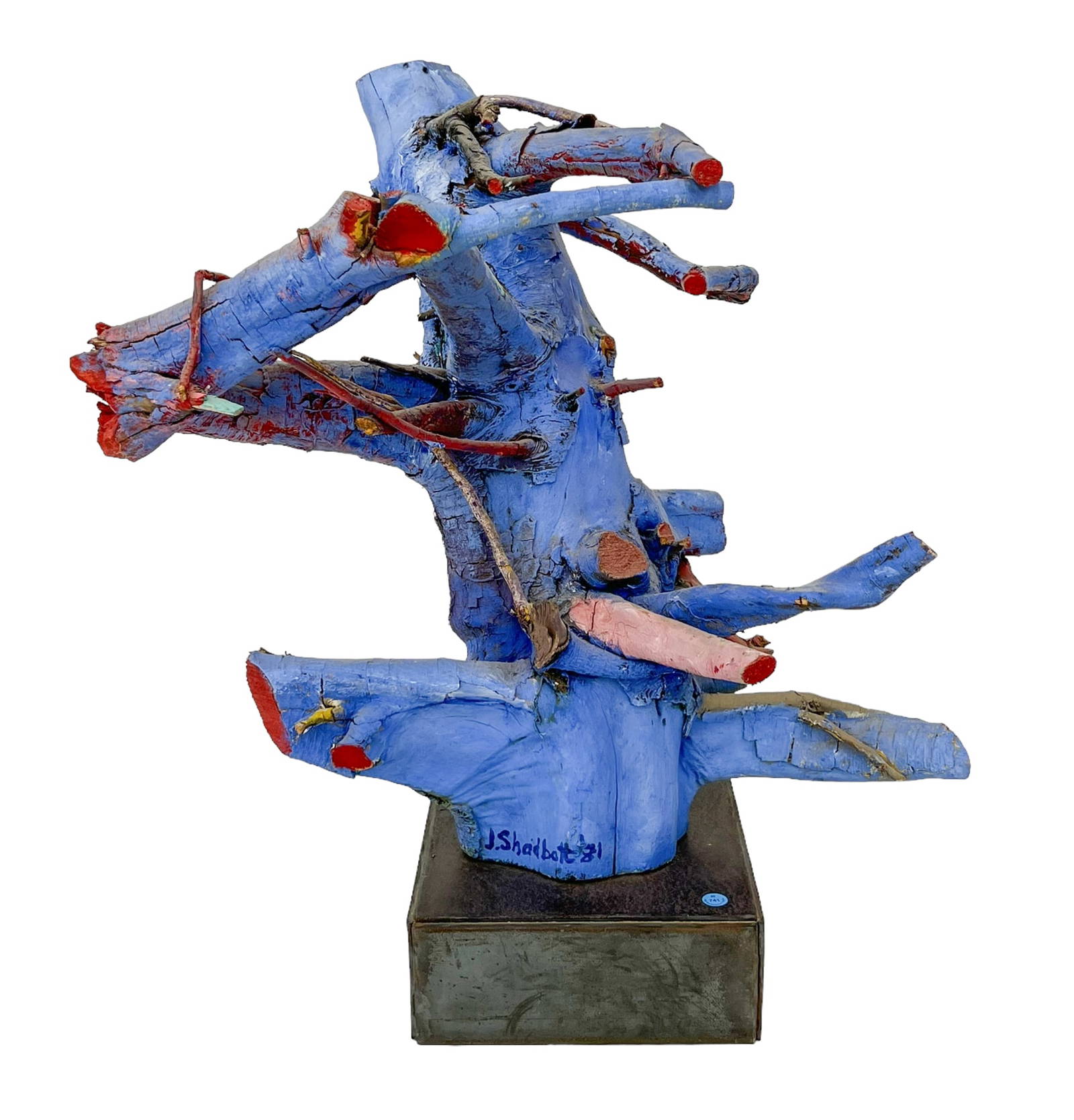 Jack Shadbolt ''blue Torque'' 1981 Painted Wood Sculpture Auction
