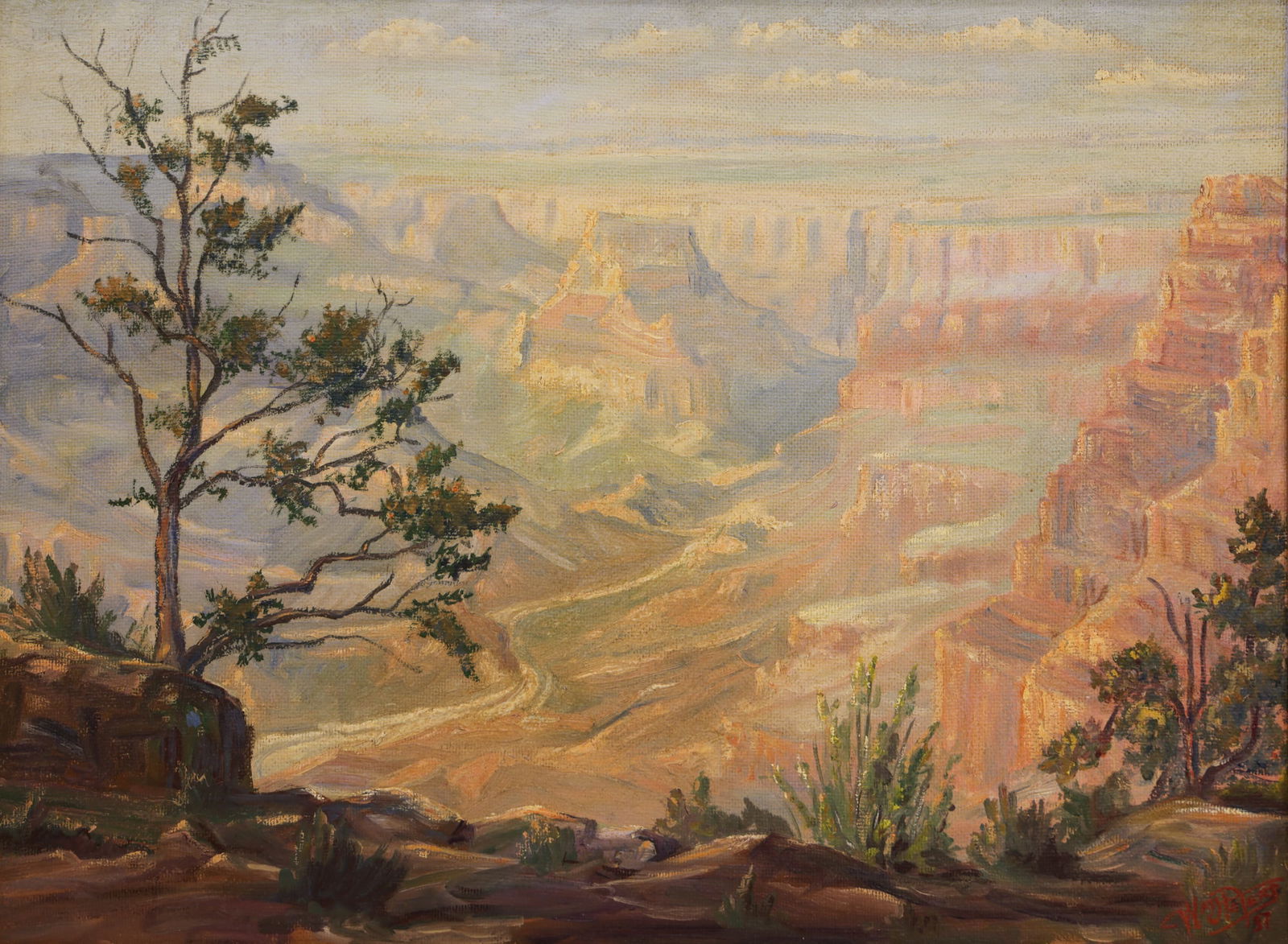 William J. Peters ''canyon Scene'' 1937 Oil Auction