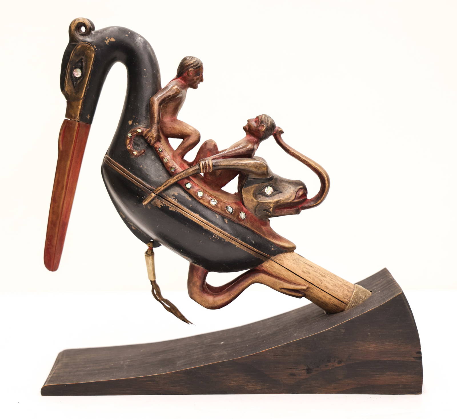 Ken Kidder ''oyster Catcher Rattle On Stand'' Alder Auction