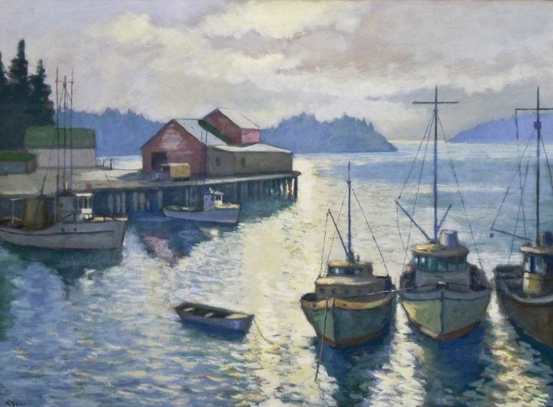 Ross R. Gill (1887 1969 Wa) ''harbor At Sunset'' G