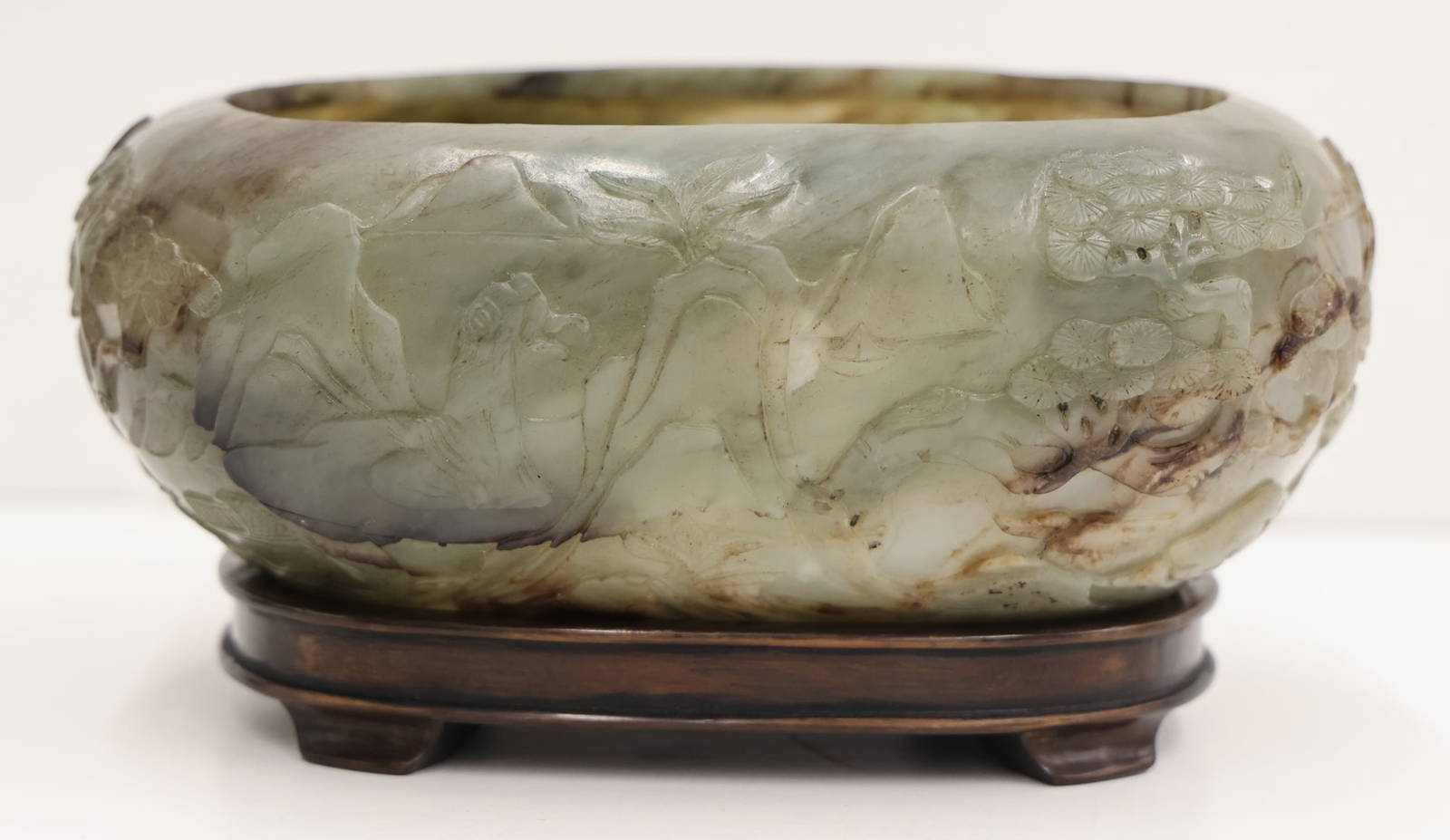 Chinese Ming Jade Scholar's Bowl On Stand Auction