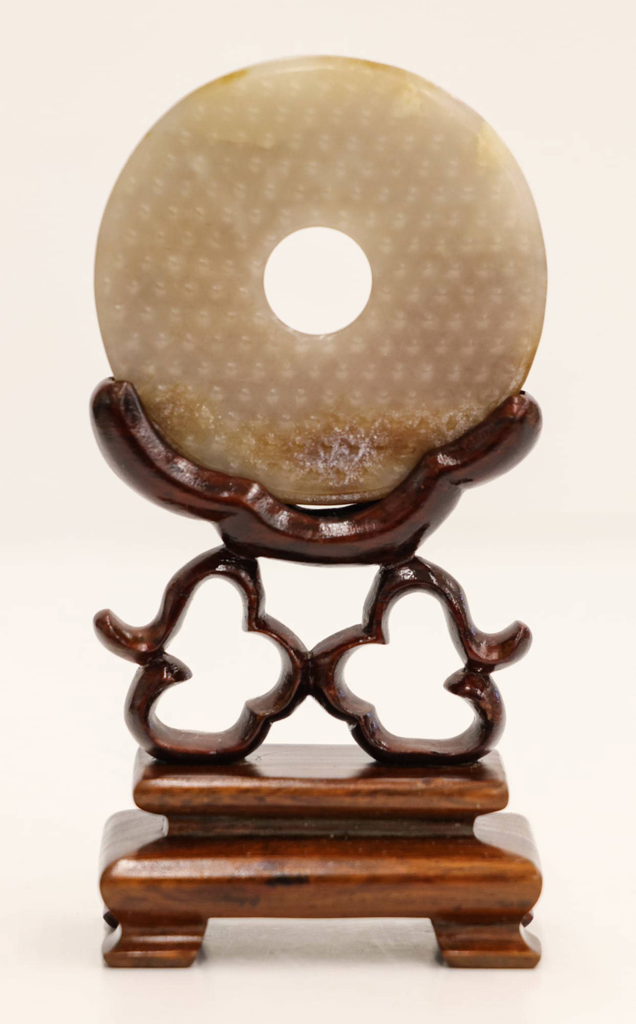 Chinese Han To Ming Jade Bi Disc On Stand Auction