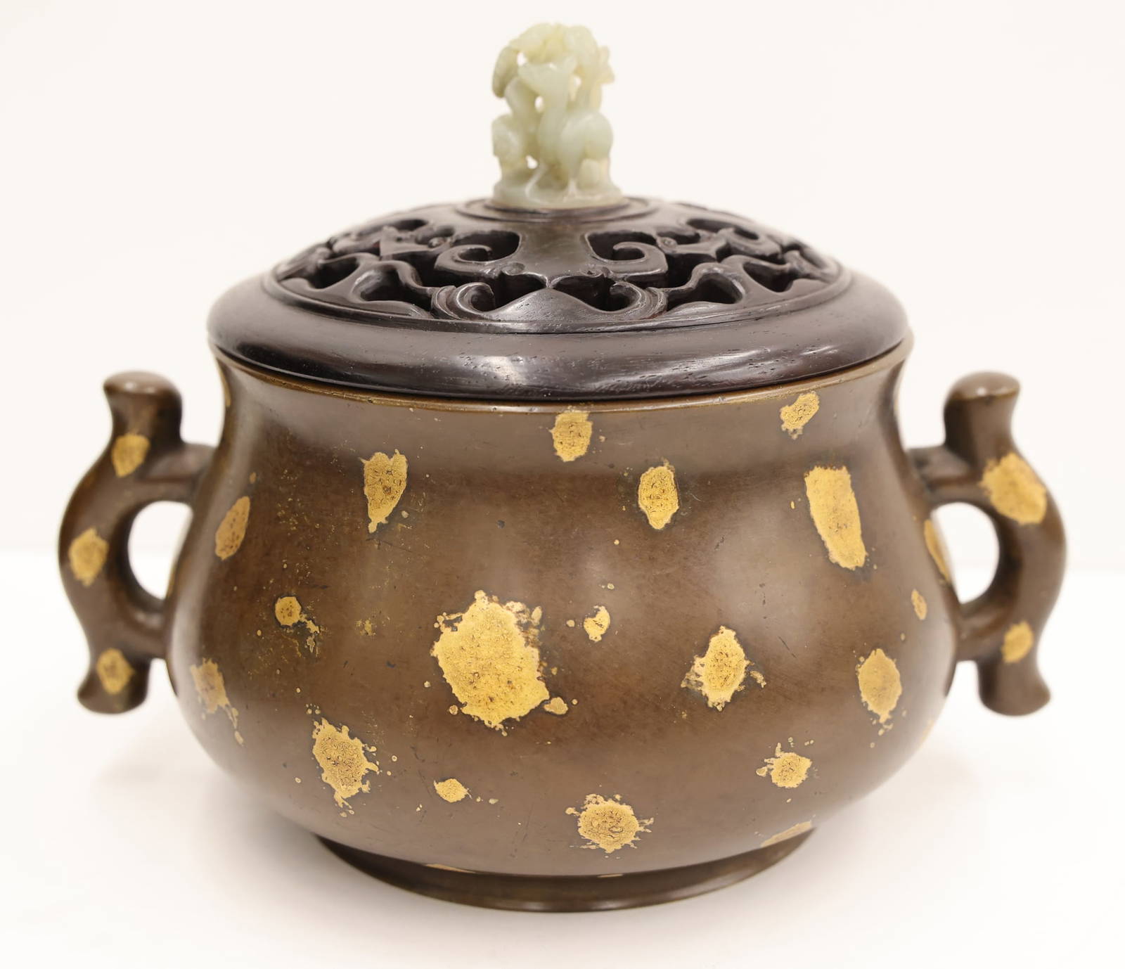 Chinese Bronze Gold Splash Covered Censer Auction