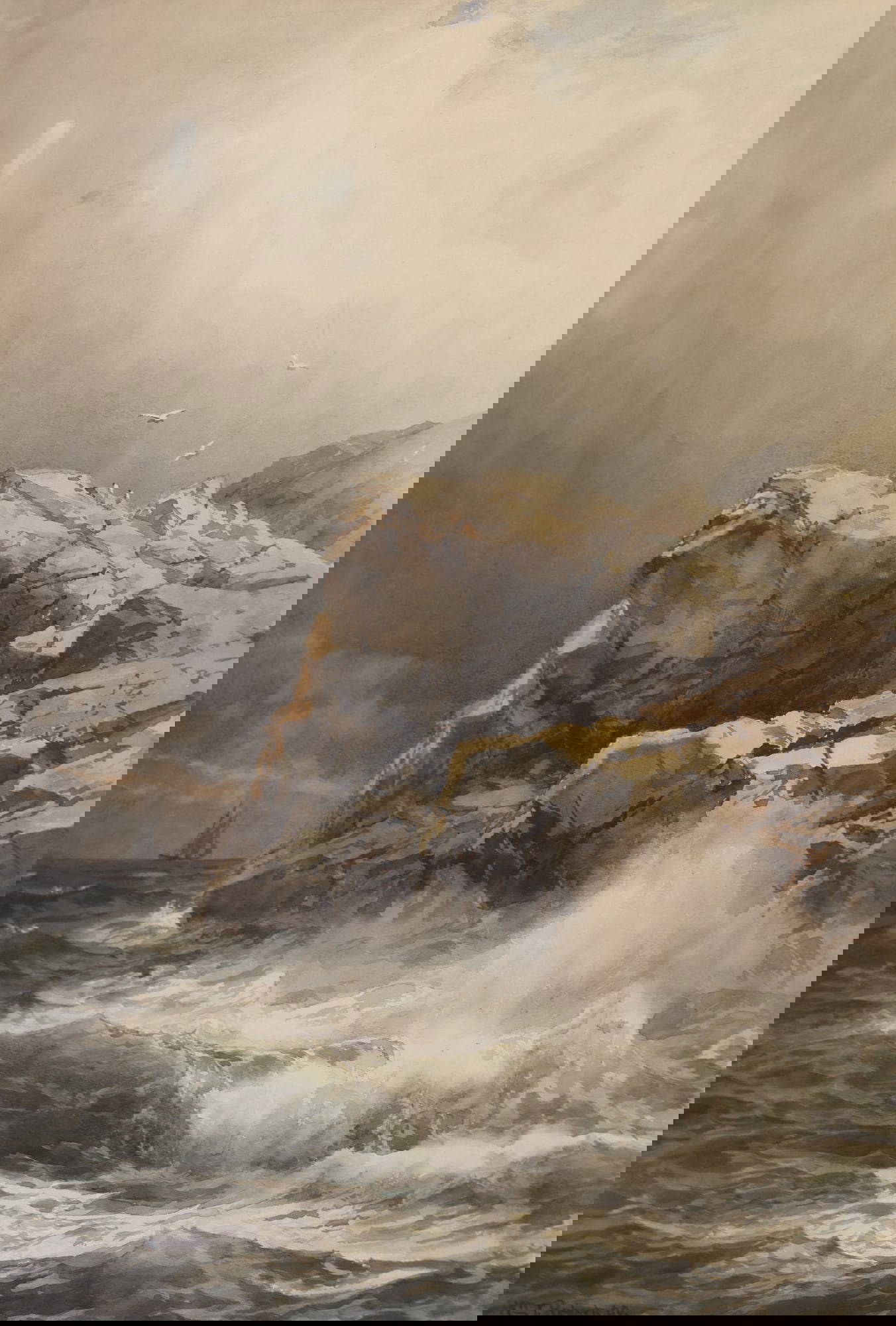 William Trost Richards ''narragansett, Rhode Island" Watercolor Auction