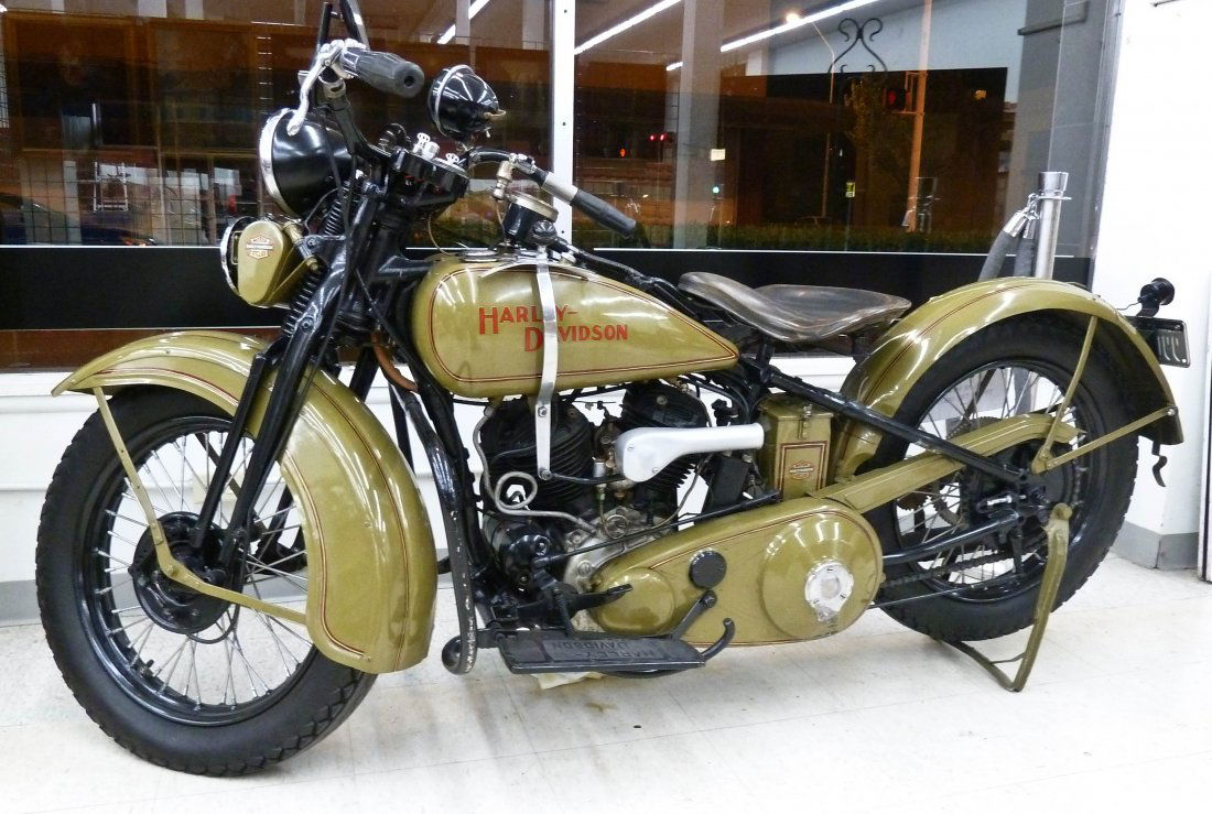 1931 Harley Davidson Green Model ''V'' Motorcycle. Full
