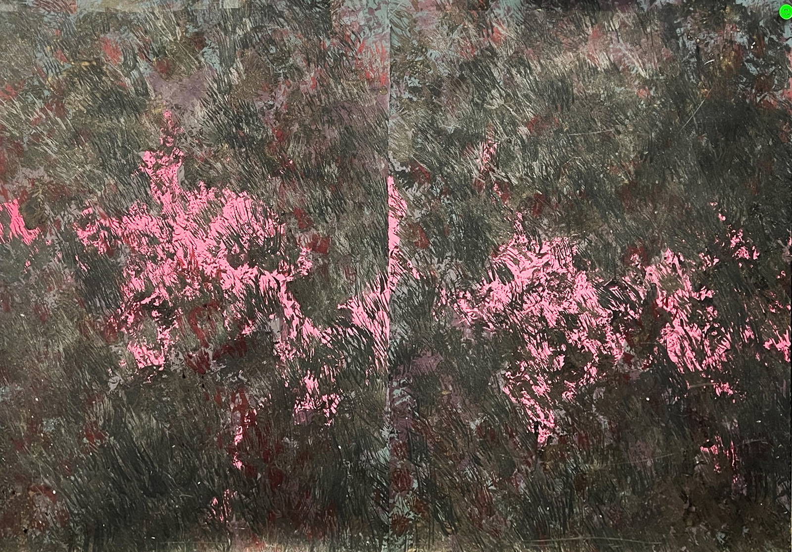 Artist Unknown "pink In The Weeds" Diptych Acrylic On Paper Auction