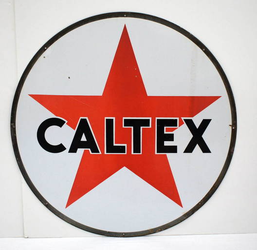 Vintage Caltex Texaco Double Sided Porcelain Sign