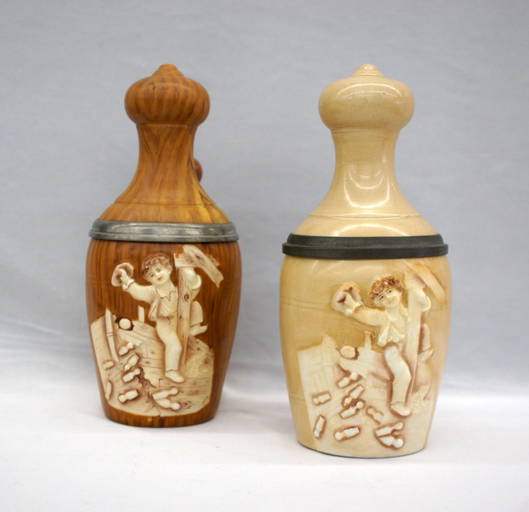 Two Schierholz German Porcelain Character Steins. 8.5''