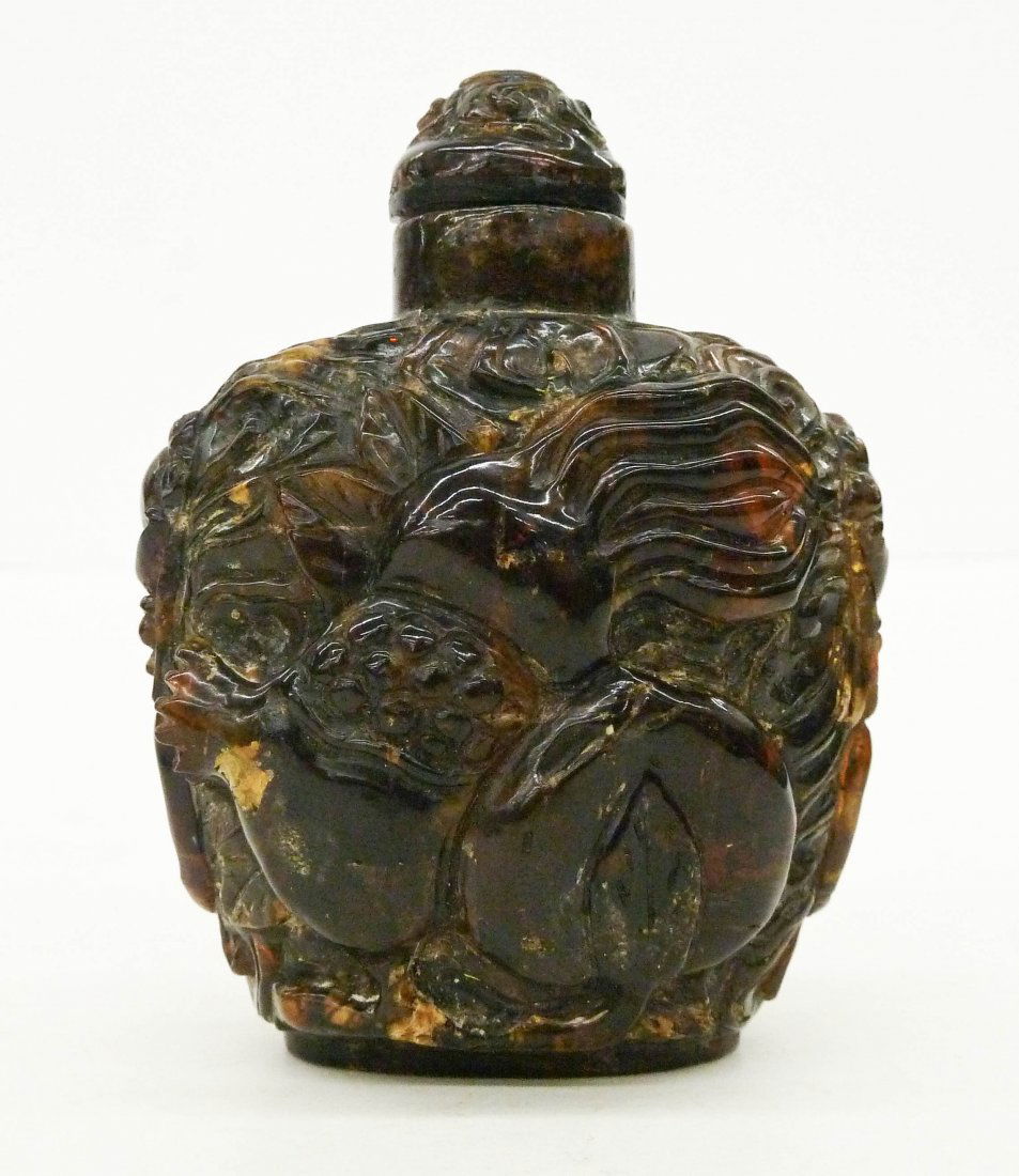 Antique Chinese Carved Tortoise Shell Snuff Bottle