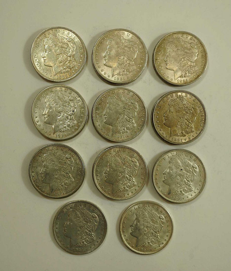 (20) 1921 Morgan Us Silver Dollars