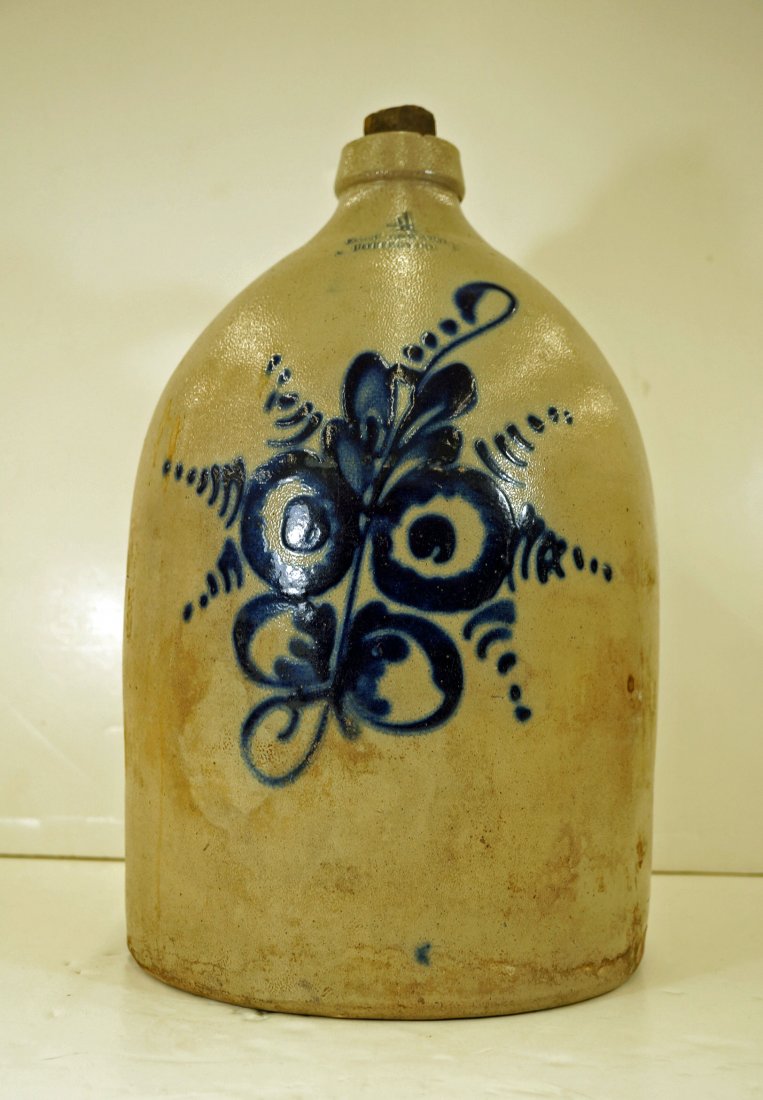 Fort Edward Pottery Co. Stoneware Jug w/Large Leaf
