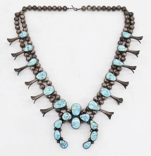 Carl Begay Navajo Silver & Turquoise Squash Blossom