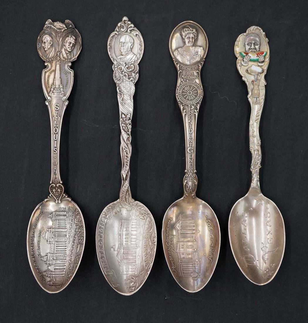 Group Four Fancy Historical Sterling Souvenir Spoons.