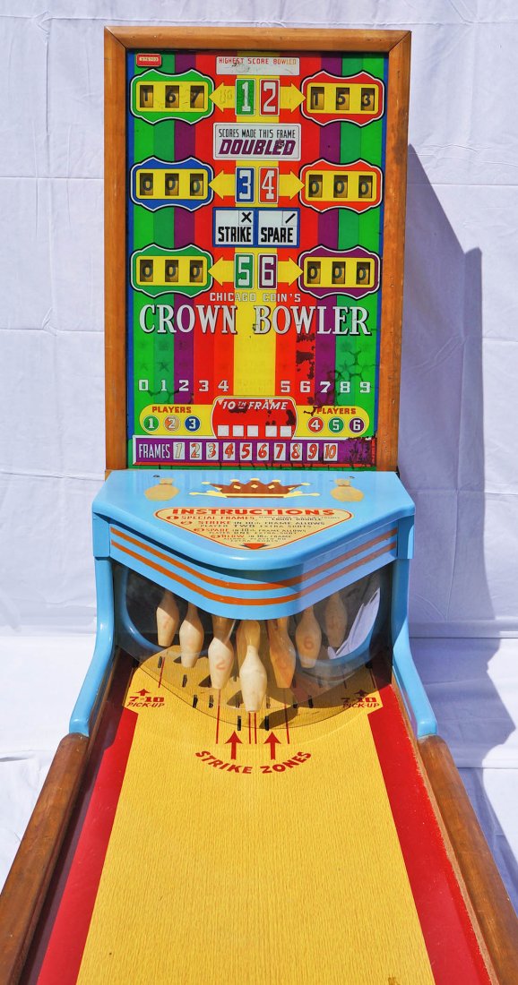 1953 Chicago Coin Operated Crown Bowler Puck Arcade