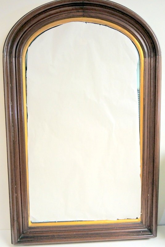 Victorian Finger Carved Walnut Tombstone Hall Mirror