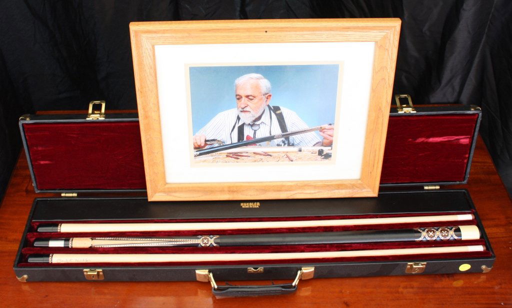 Huebler Custom Pool Cue With Signature And Photo