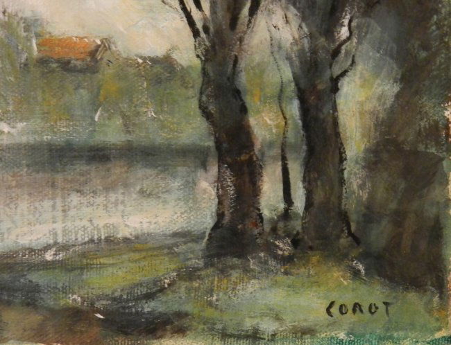 Bears signature Camille Corot Oil Painting : Lot 216