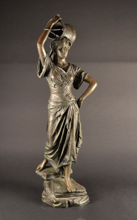 Fine Bronze Figure - Water Bearer signed E Drouot Fine