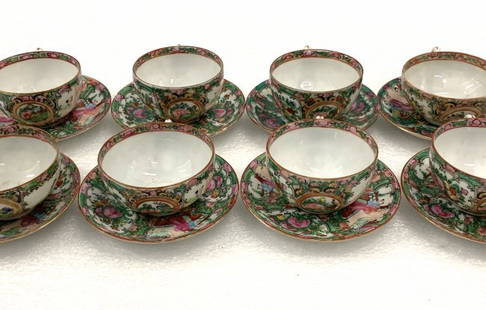 Vintage Famille Rose Full Tea Set Hand Painted