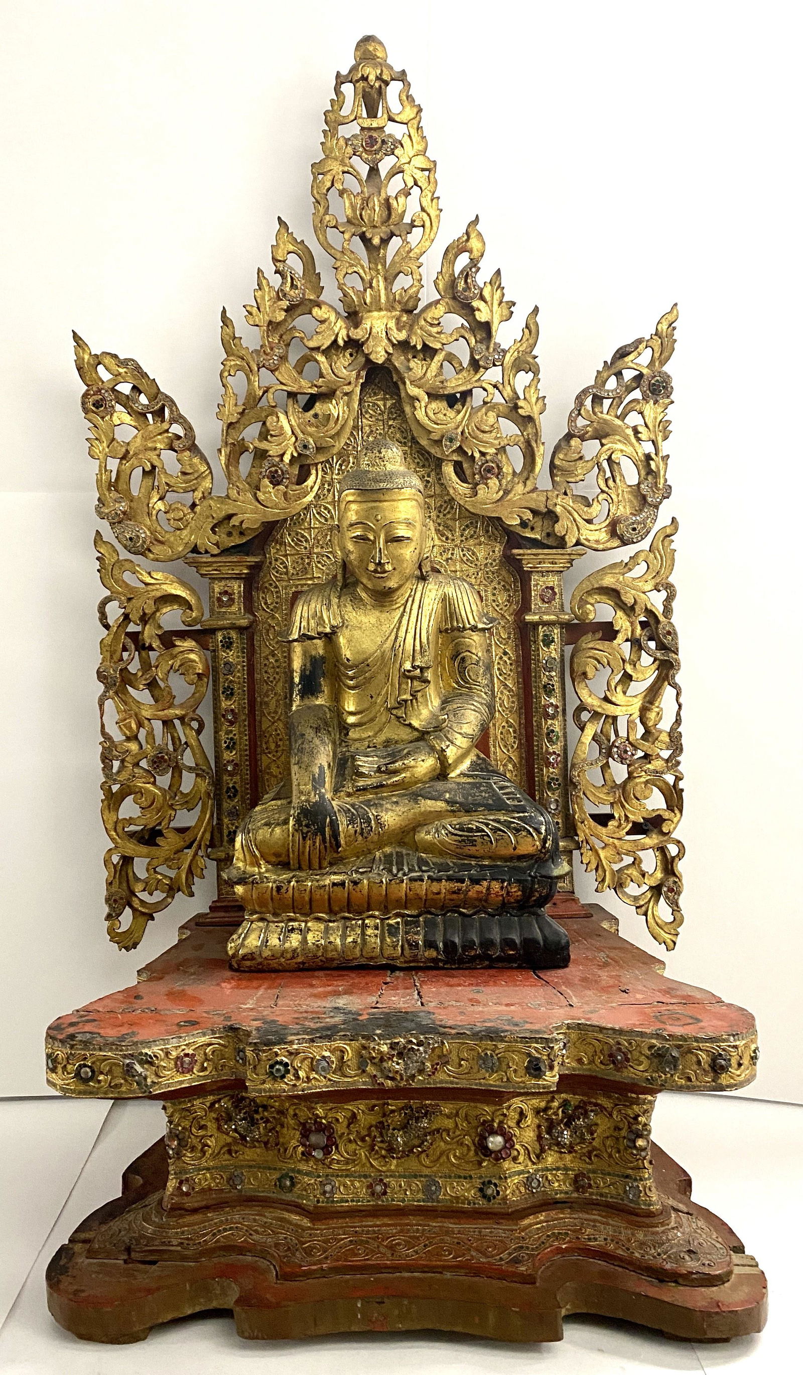 Burmese Buddha Gilt Wood Palin (throne)
