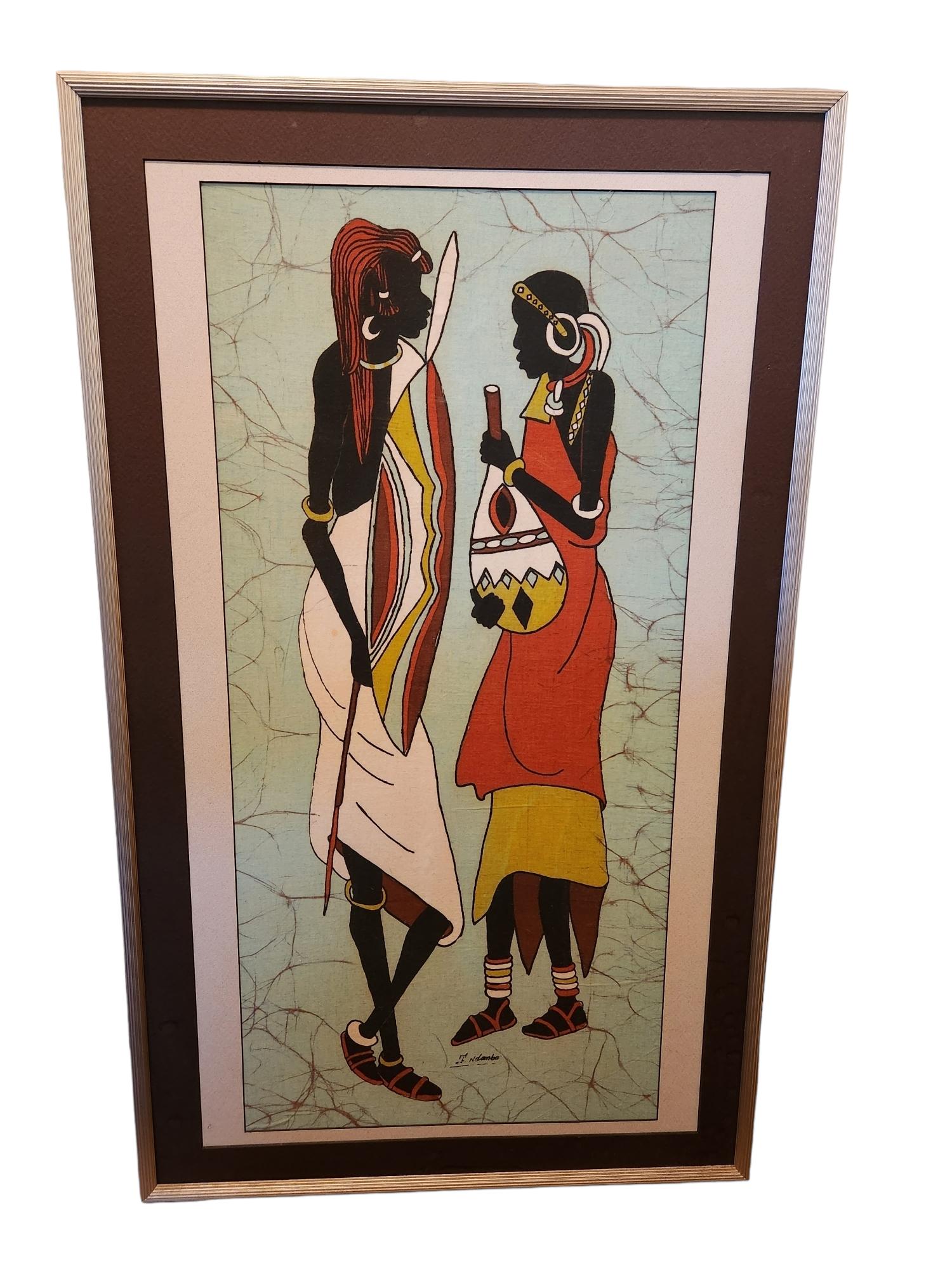 Signed Vintage African Art - Maasai Couple - Kenya Batiks (#0436) on ...