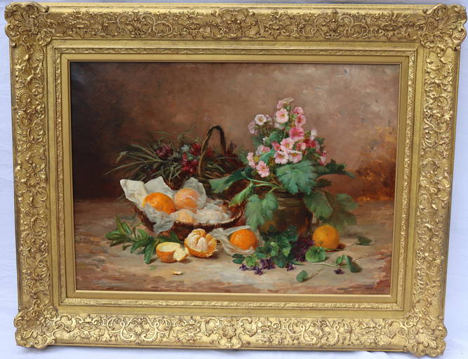 Guillemot, Joseph B "french Still Life With Oranges" Oil On Canvas