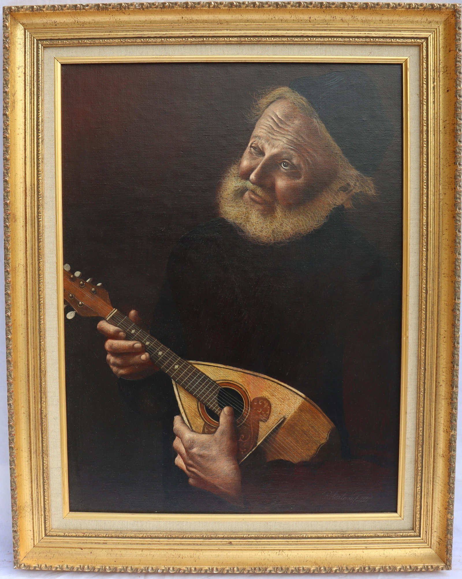 Roberto Lupetti "mandolin" Oil On Canvas On Board