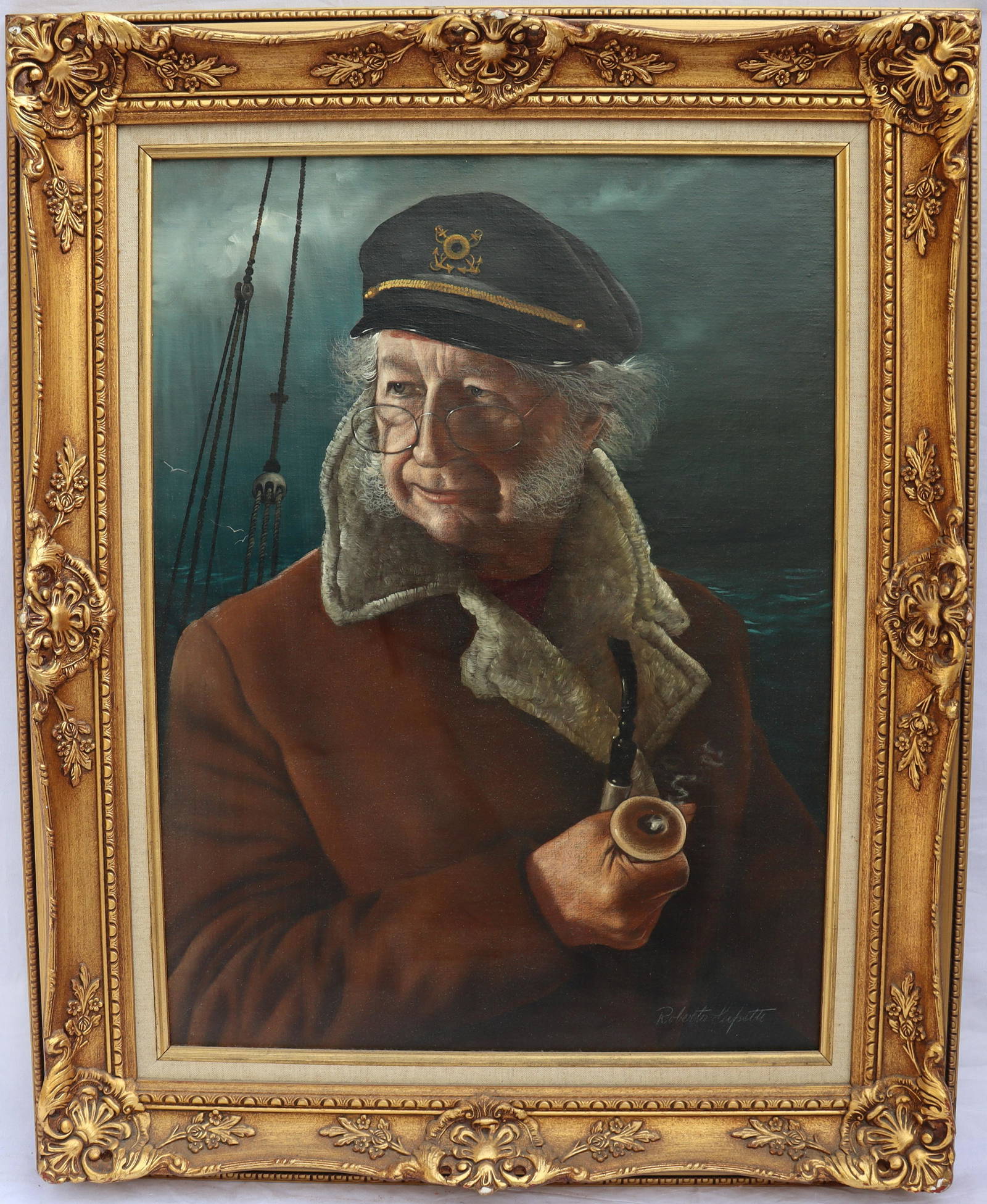 Roberto Lupetti "sea Captain" - Oil On Canvas On Board Auction