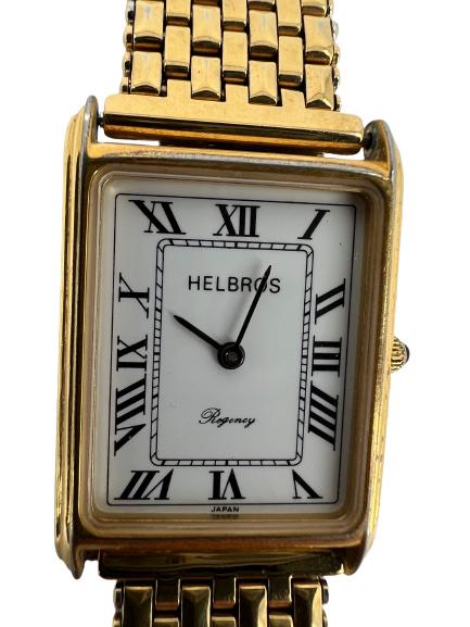Vintage Helbros Regency Mens Watch Gold Tone Japan Quartz Stainless ...
