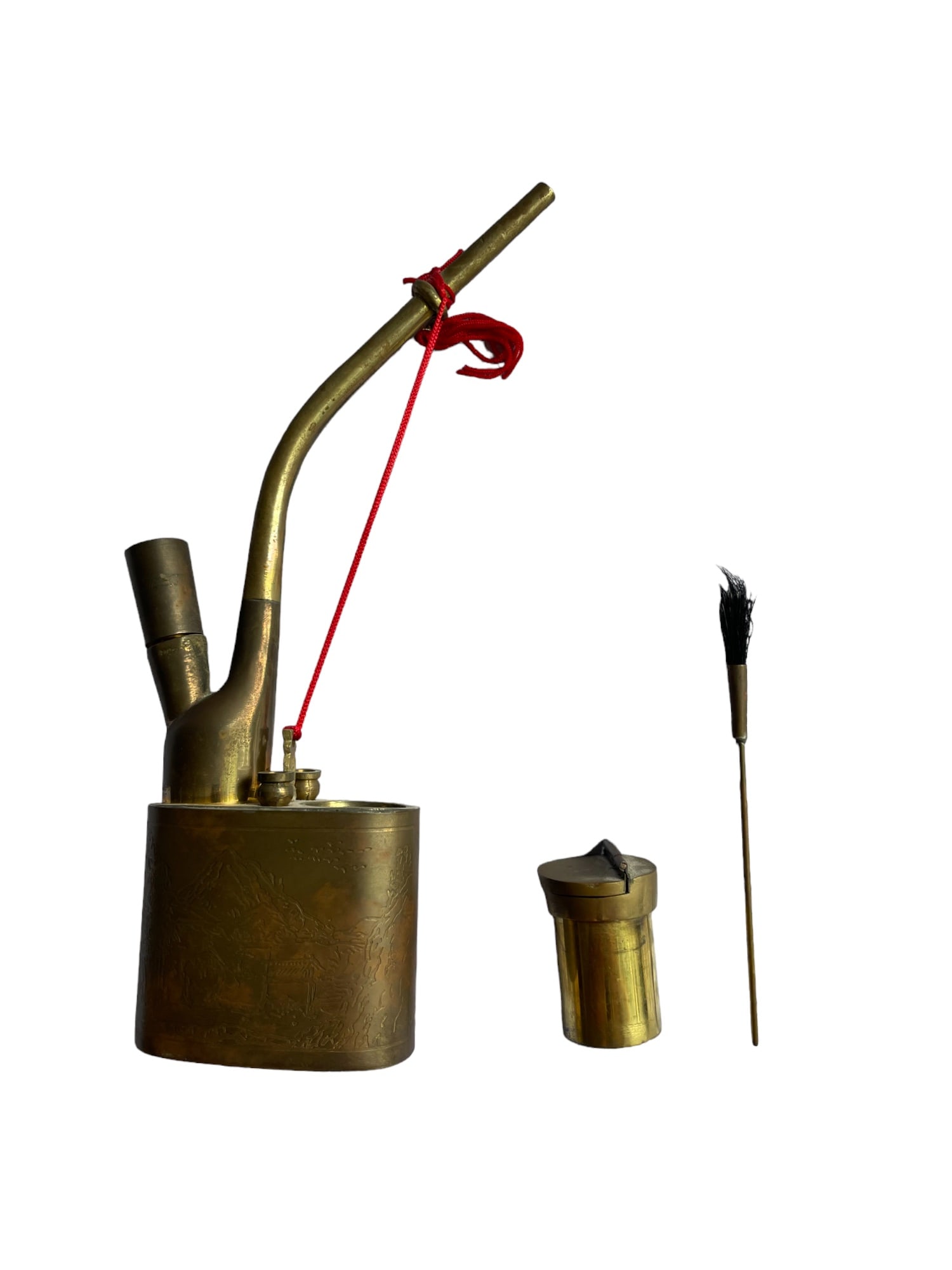 19th C. Chinese Qing Dynasty Brass Opium Water Pipe Auction