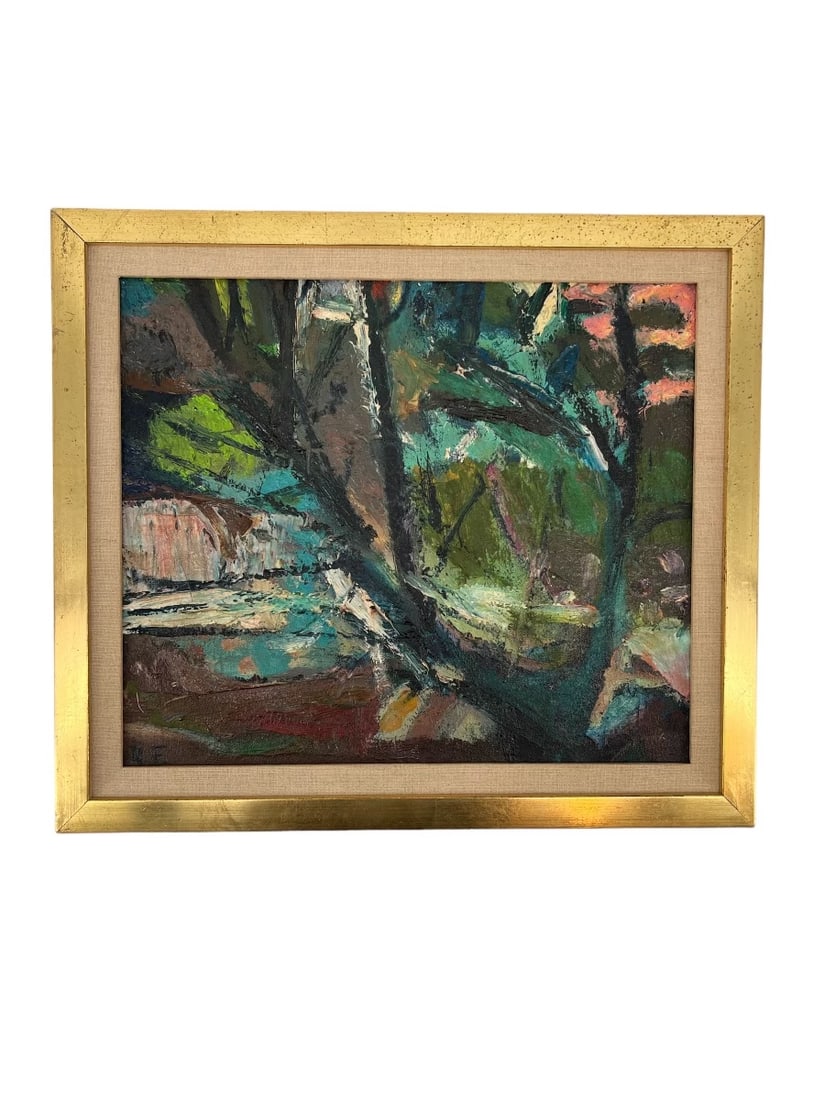 Robert Frame "tree In A Landscape" - Abstract Expressionist Oil ...