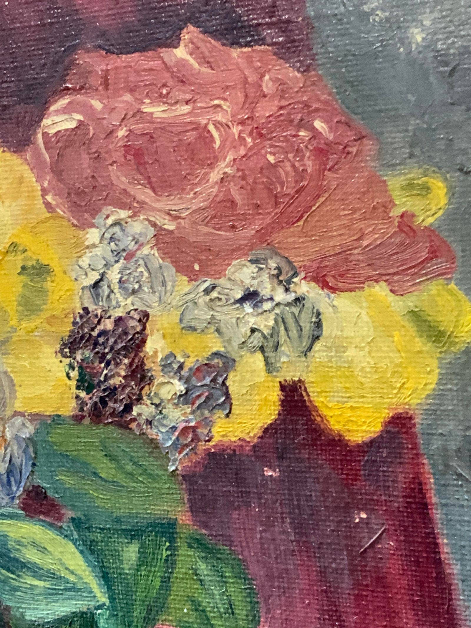 A.kuo Mid-century Floral Still Life Oil Painting W/ Strong Impasto ...