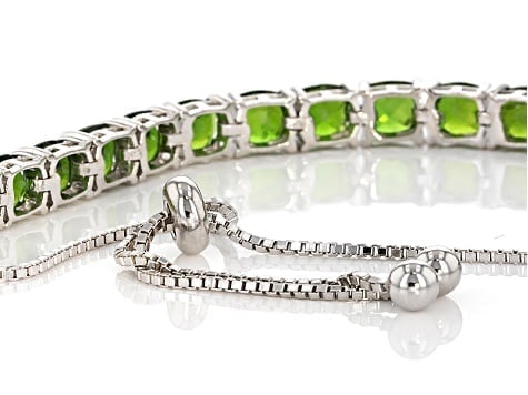 10.70ctw Green Chrome Diopside Bolo Bracelet In Rhodium-plated Sterling ...