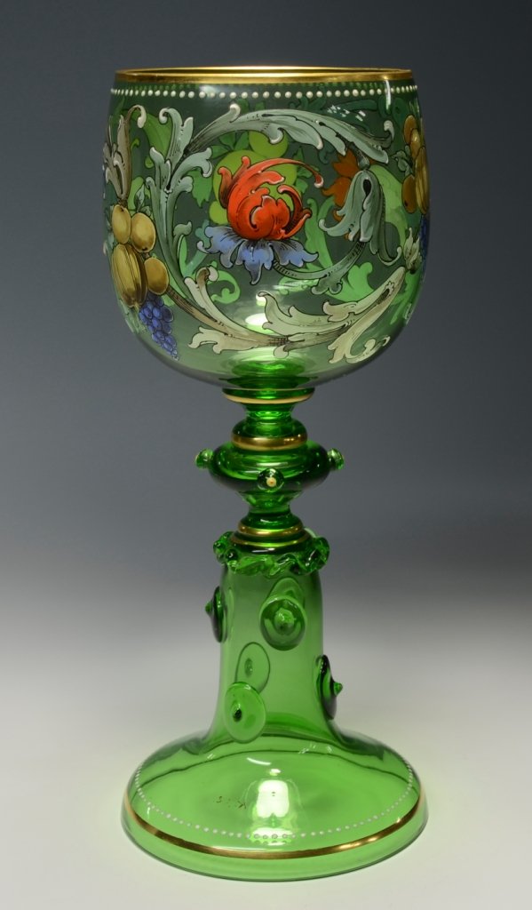Enameled Green Goblet