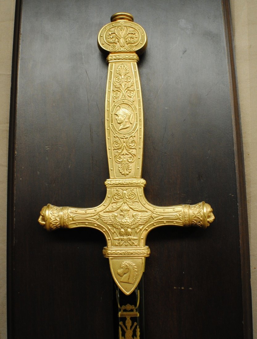 Napoleon Ceremonial sword on wooden plaque (replica)