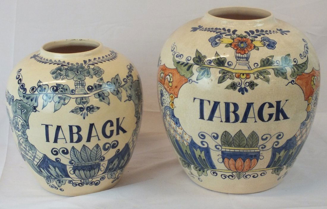 Pair of antique porcelain TABACK jars - Aug 31, 2014 | Arus Auctions in MA