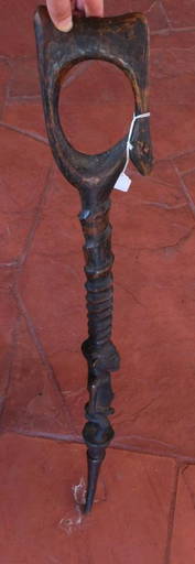 African Dogon Snake Effigy Wood Staff