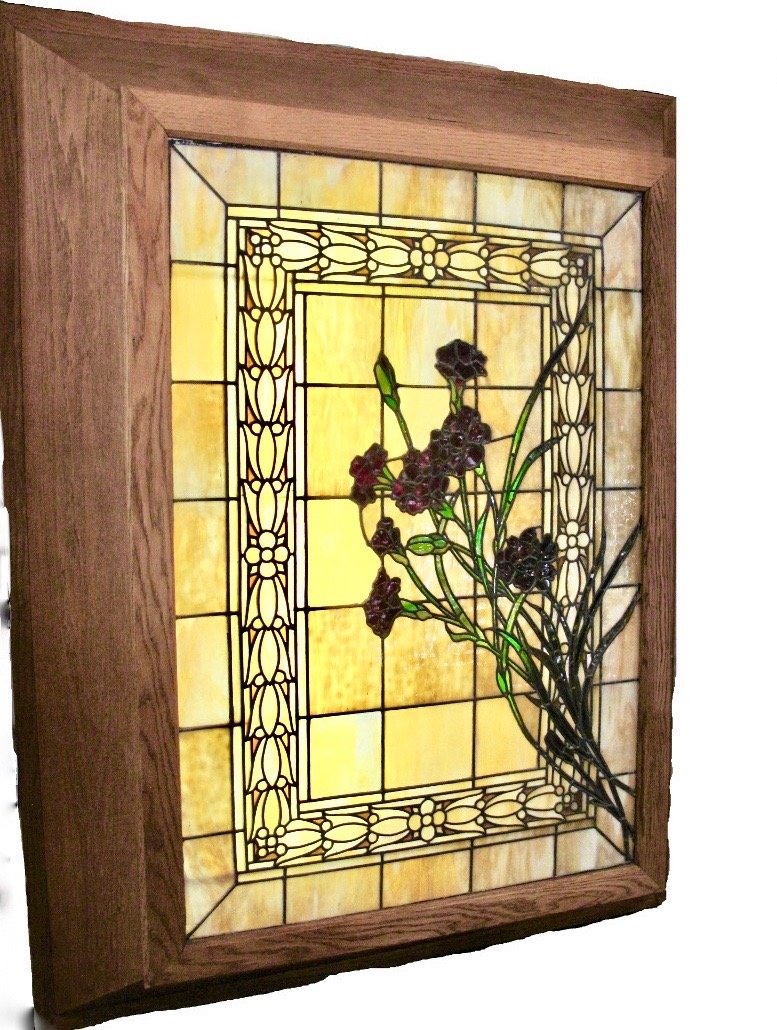 AMERICAN LEADED AND STAINED GLASS WINDOW BOX