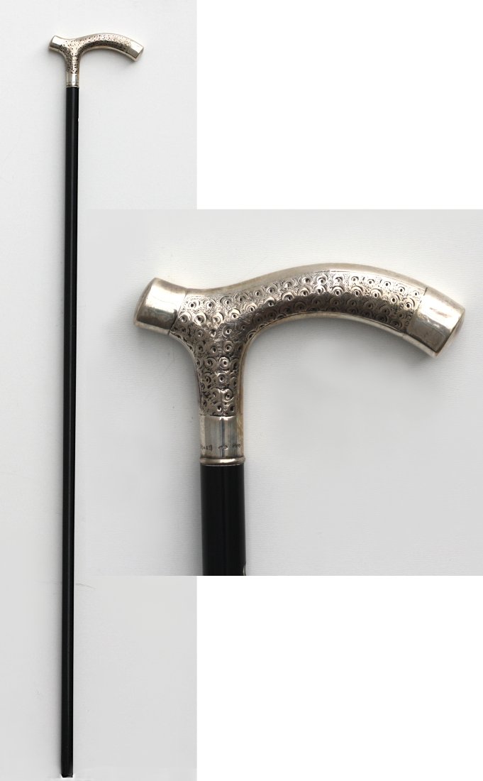 Fine Italian Silver & Ebony Gentlemen's Walking Stick, Ravarini ...