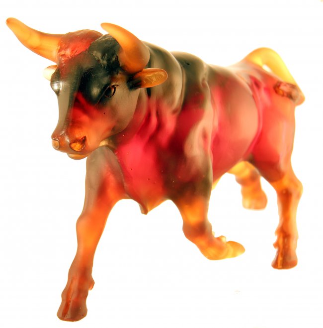DAUM CRYSTAL "BULL", FRENCH, MODERN. : Lot 9