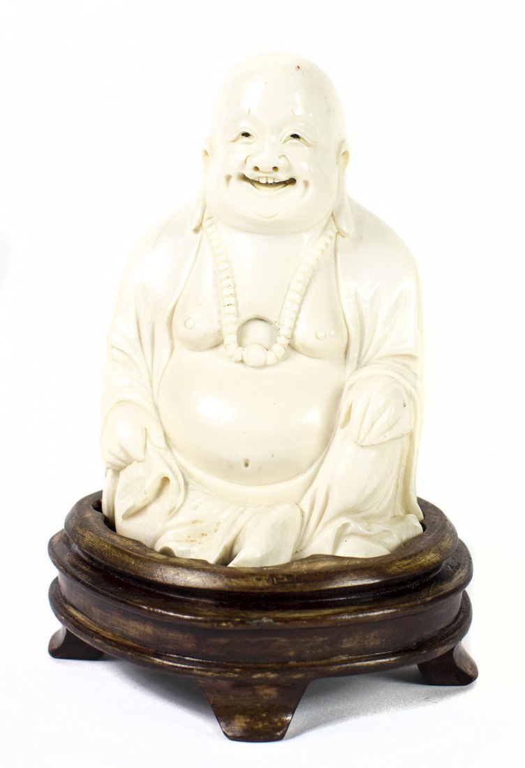 CHINESE CARVED IVORY HOTAI (HAPPY BUDDHA)